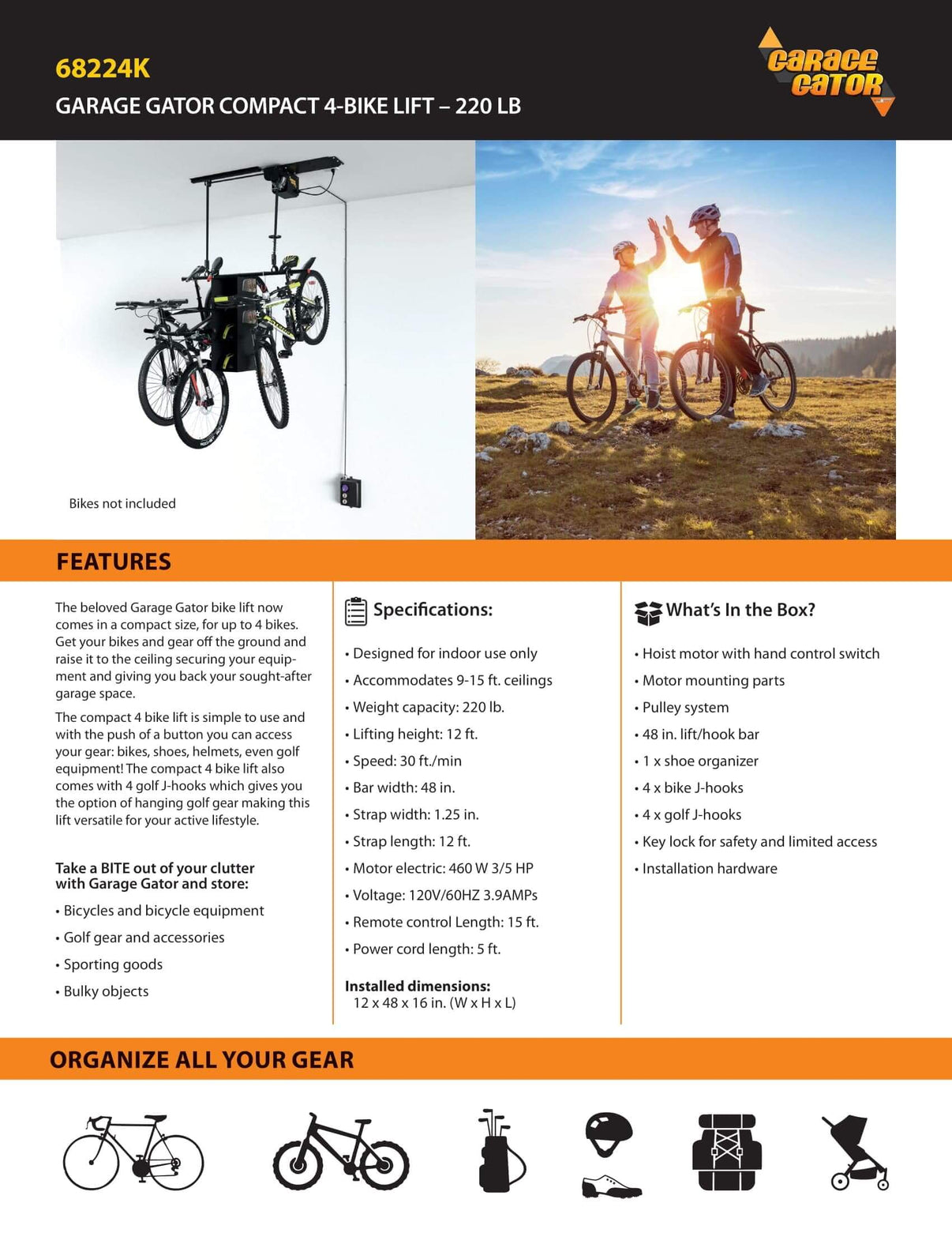 Envircation Bike Storage Proslat Garage Gator Eight Bicycle 220 Lb Lift ...